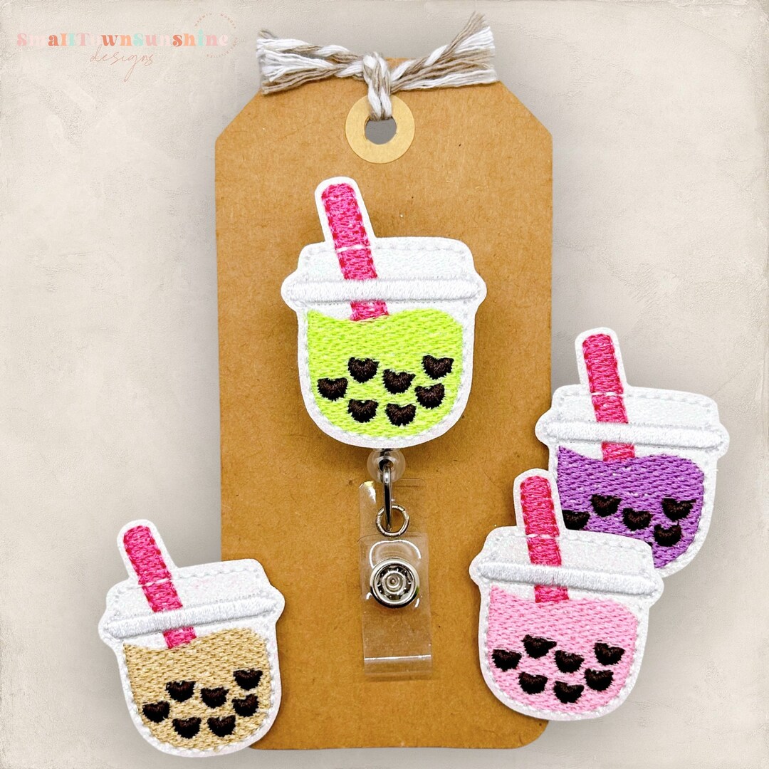 Boba Tea Badge Reel, Bubble Tea Badge Reel, Fun Drink Badge Holder ...