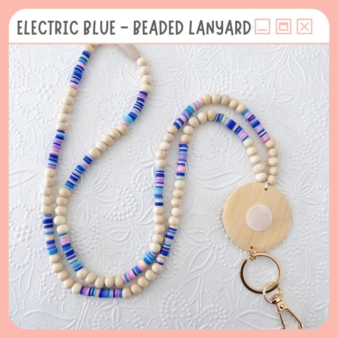 Beaded Lanyard for Removable Badge Toppers, Interchangeable Lanyard, ID ...