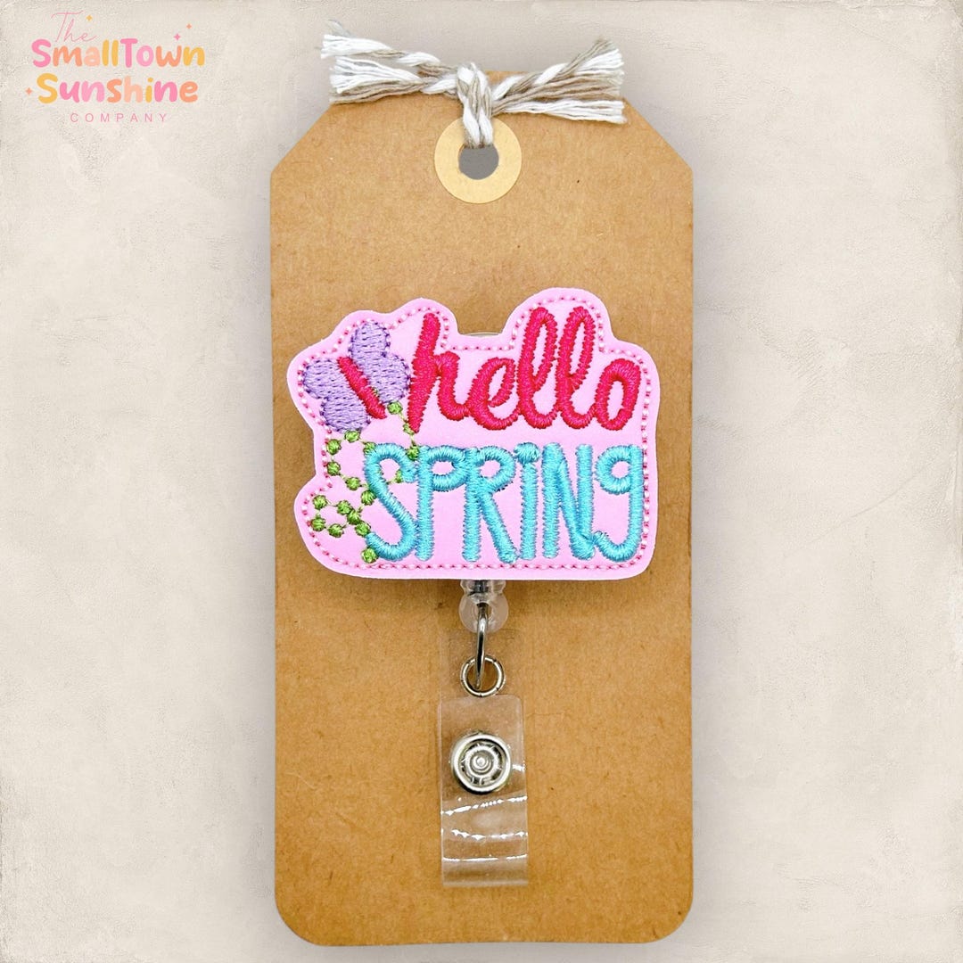 Hello Spring Retractable Badge Reel: Springtime ID Holder, Name Tag ...