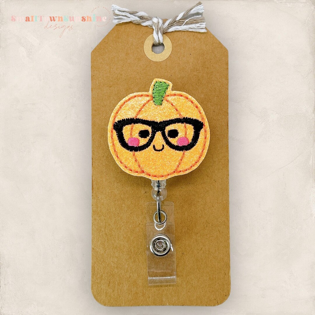 Nerdy Pumpkin Badge Reel Halloween Badge Reel Fall Badge - Etsy