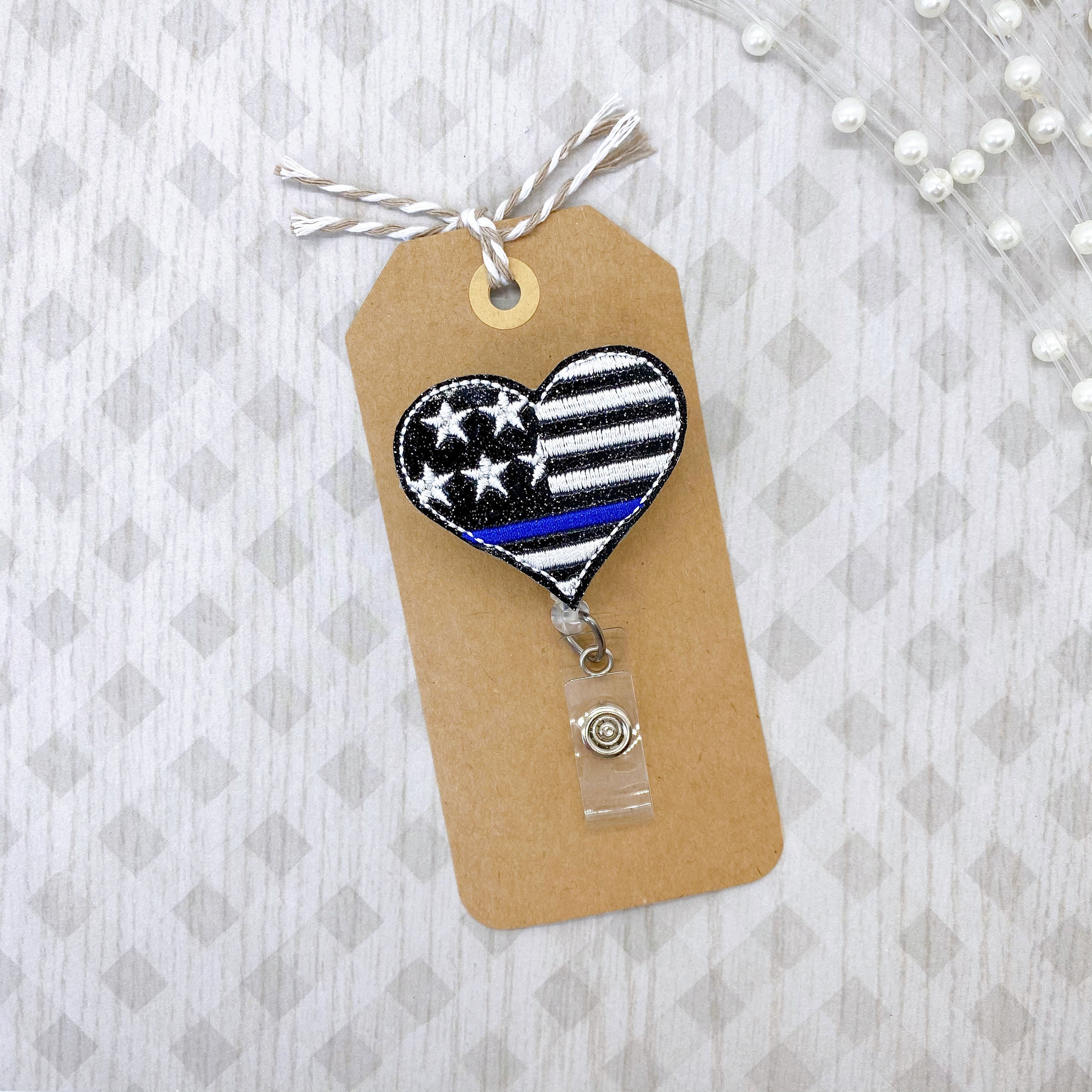 Thin Blue Line Badge Reel Thin Blue Line Badge Holder Police | Etsy