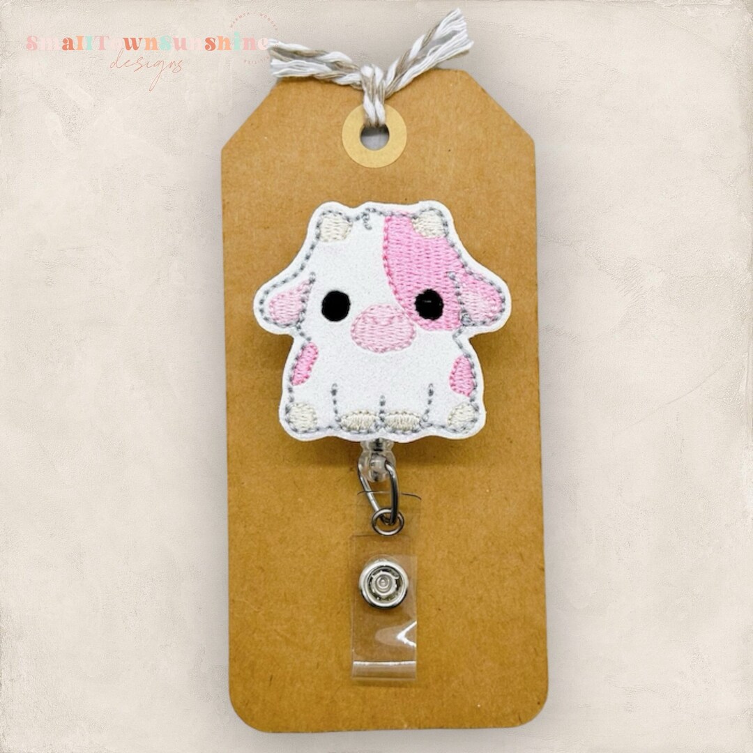 Pink Cow Badge Reel, Strawberry Cow Badge Reel, Nurse Badge Reel ...