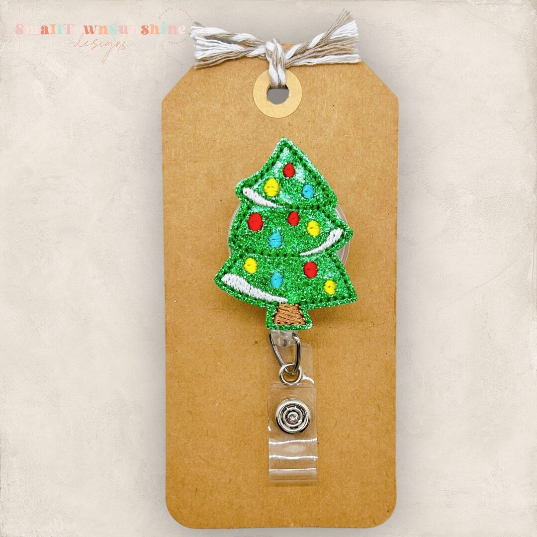 Christmas Tree Badge Reel, Tree With Lights Badge Holder, Nurse Badge ...
