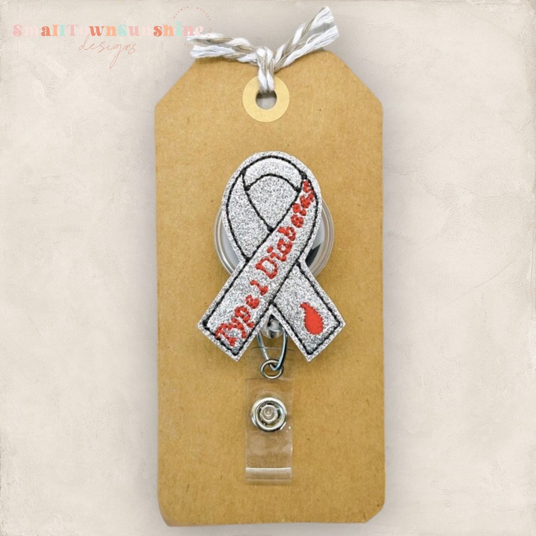 Type 1 Diabetes Badge Reel, Diabetes Badge Reel, Awareness Ribbon ID ...