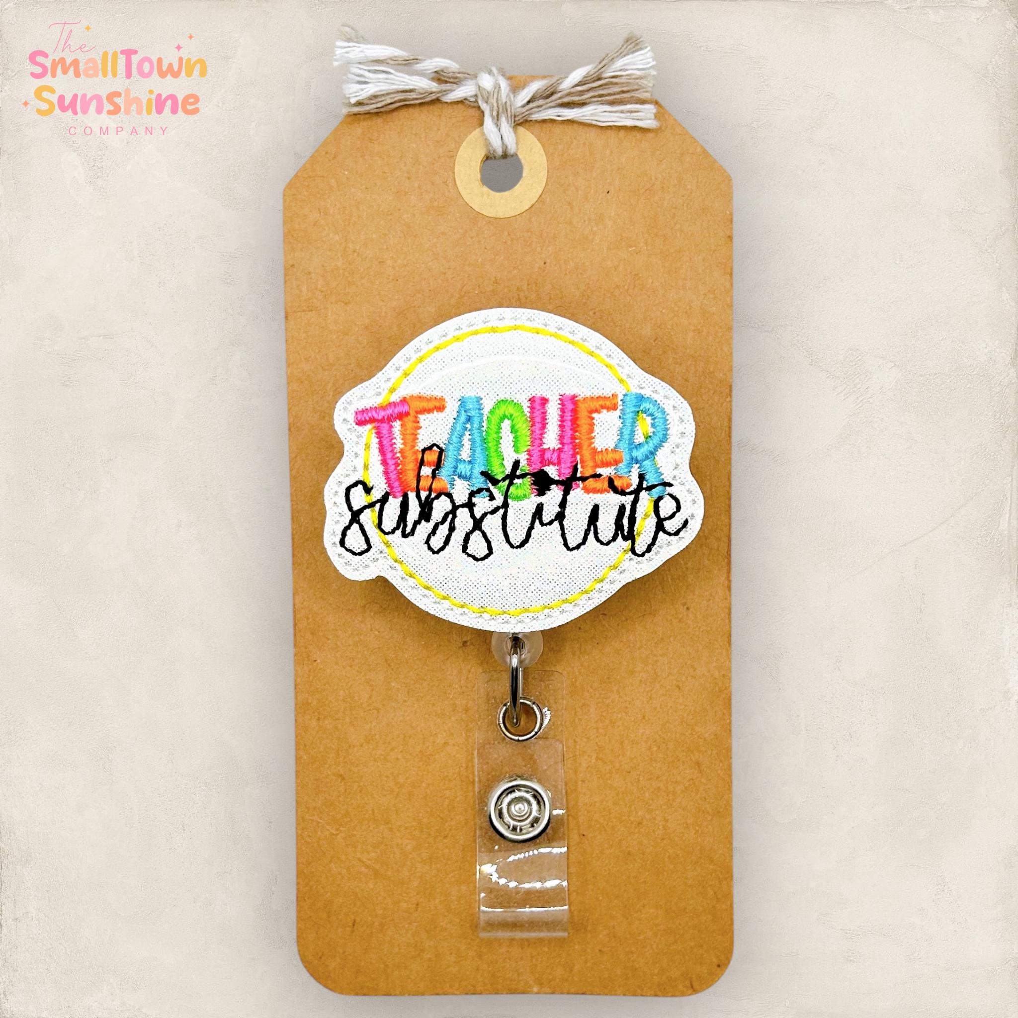 Substitute Teacher Retractable Badge Reel: ID Holder, Name Tag ...