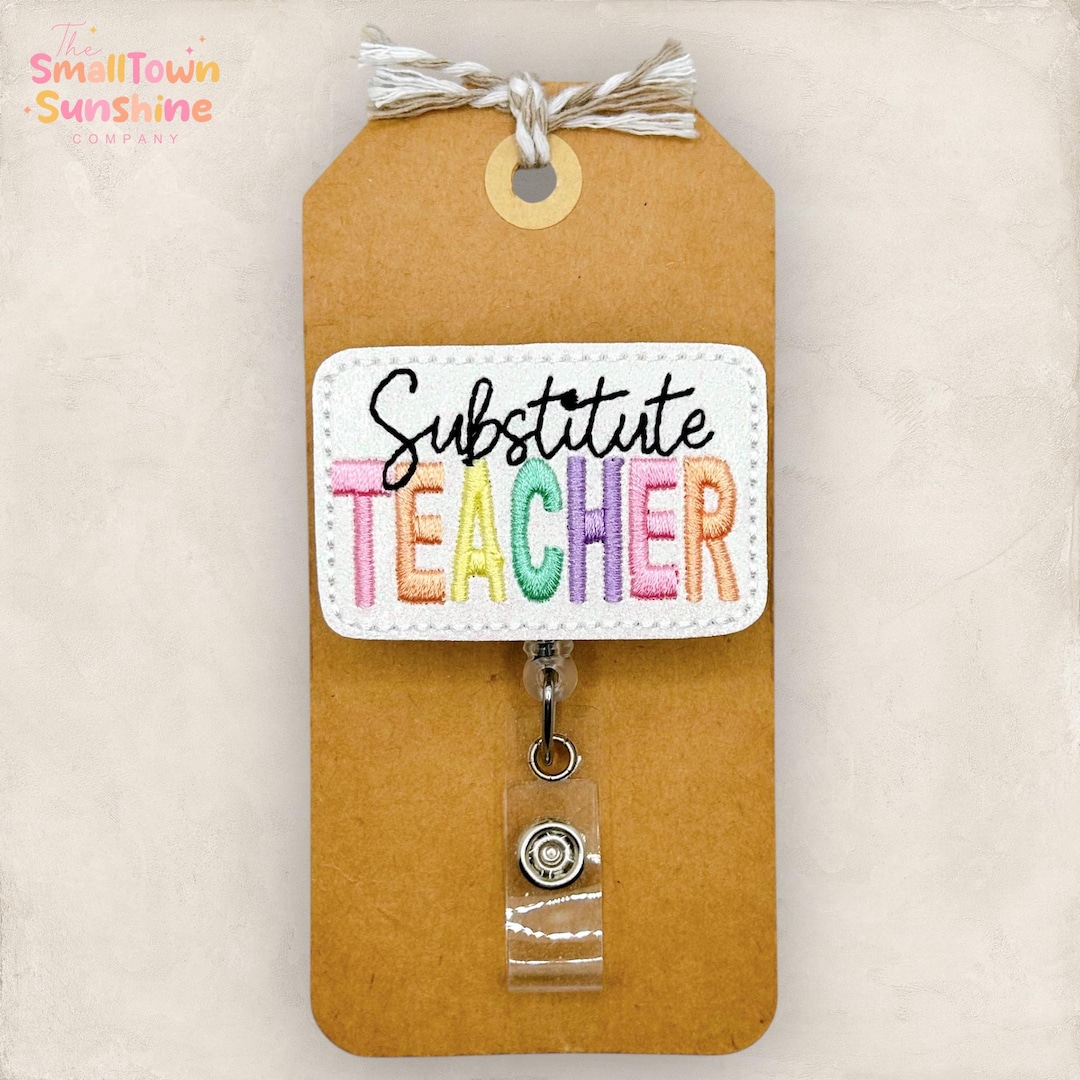 Substitute Teacher Retractable Badge Reel: ID Holder, Name Tag, Topper ...