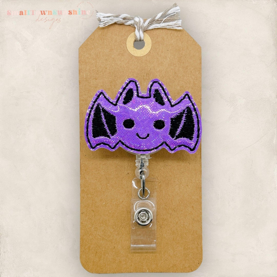 Purple Bat Badge Reel, Cute Halloween Badge Clip, Nurse Badge Reel ...