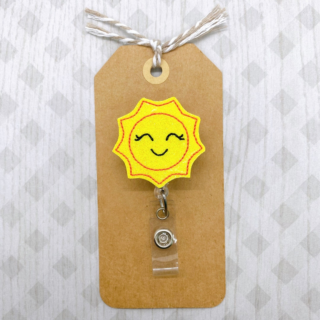 Sun Badge Reel Happy Sun Badge Reel Summer ID Holder - Etsy