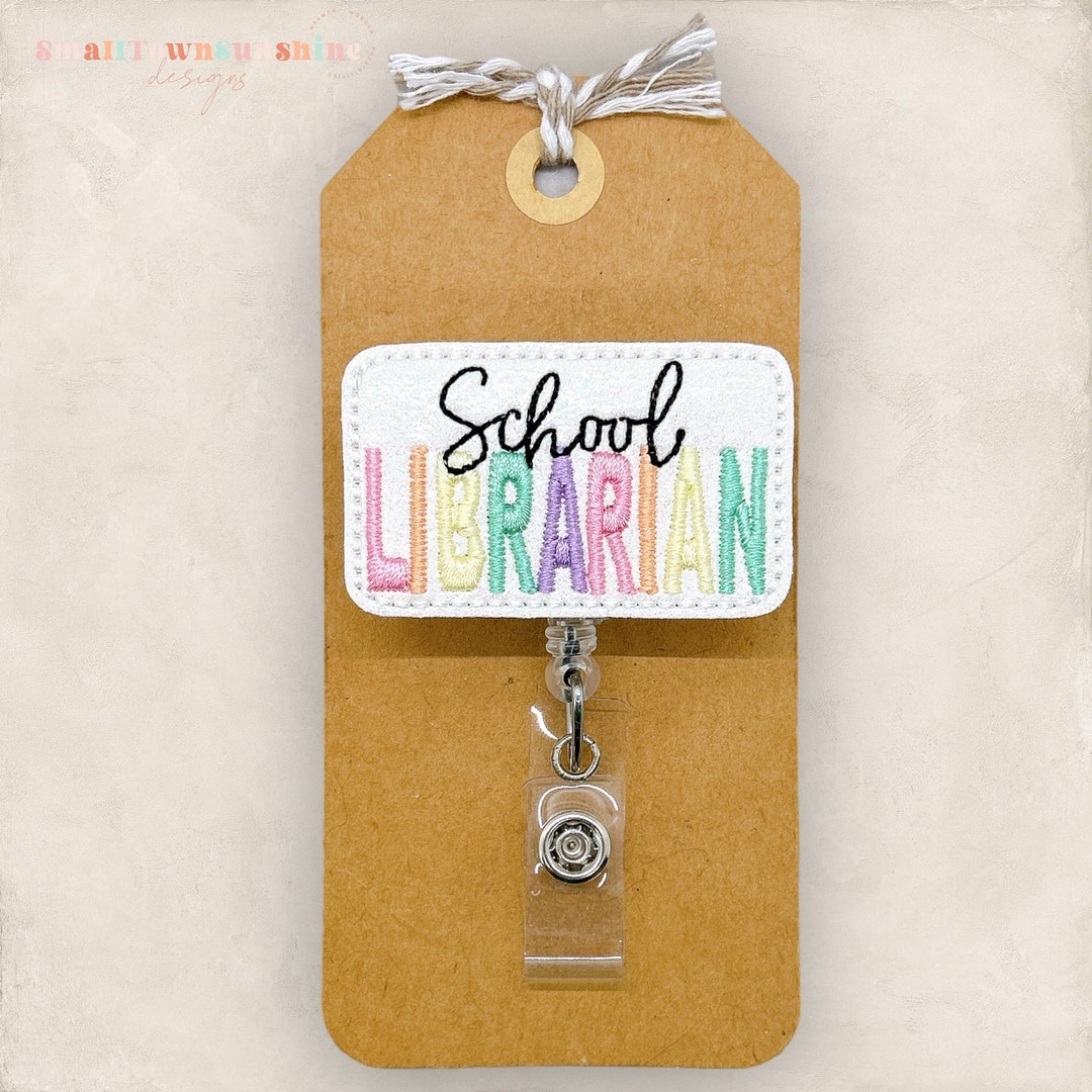 School Librarian Badge Reel, Library Badge Holder, School Lanyard ...