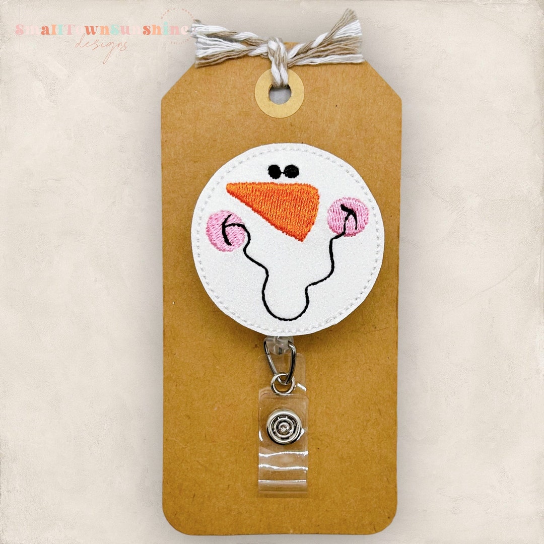 Goofy Snowman Face Badge Reel, Snowman Badge Reel, Winter Badge Holder ...