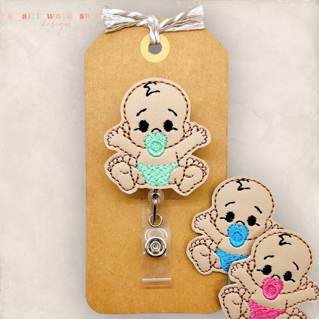 Tan Skin Baby Badge Reel, Newborn Badge, Labor & Delivery Badge, PICU ...