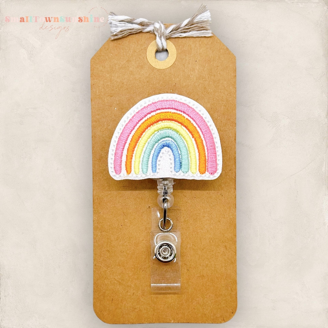 Pastel Rainbow Badge Reel, Pretty Summer Badge Reel, Nurse Badge Clip ...