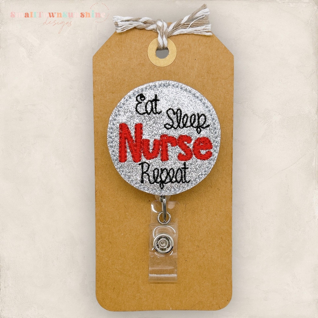 Eat Sleep Nurse Repeat Badge Reel, Nurse Badge Holder, Medical Lanyard ...