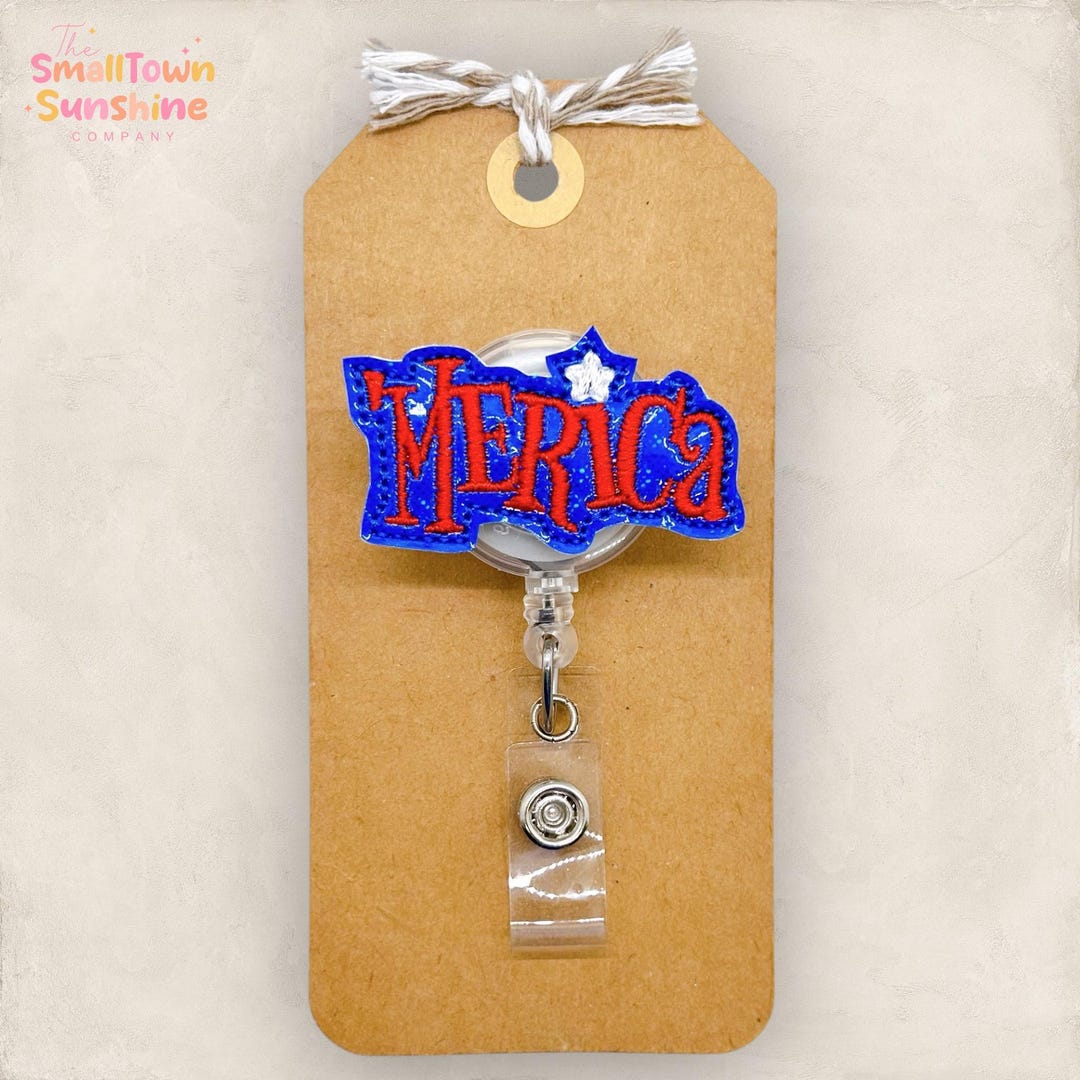 Merica Badge Reel, United States Badge Reel, Patriotic Name Tag, Nurse ...