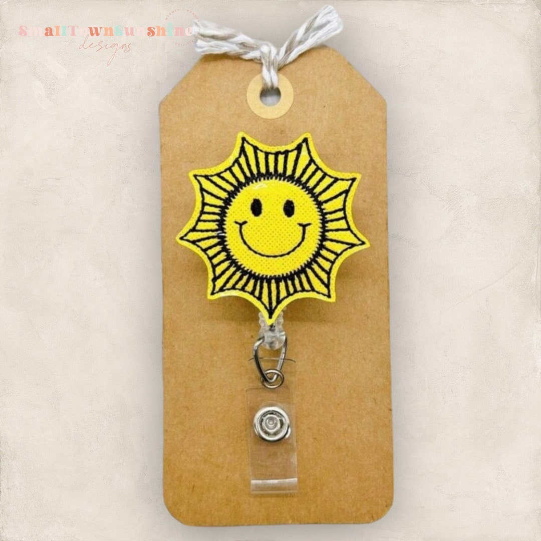 Retro Sun Badge Reel, Happy Sun Badge Reel, Nurse Badge Reel, Teacher ...