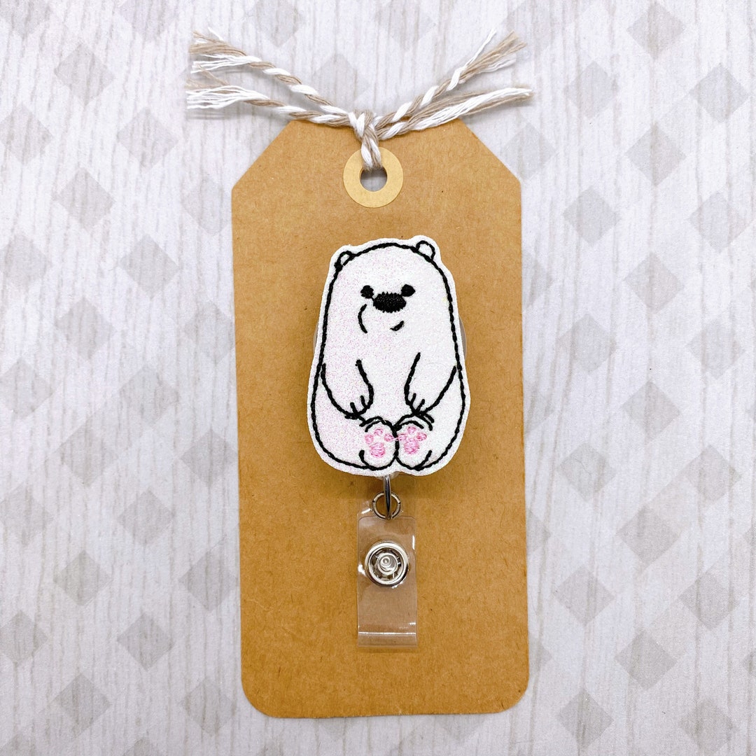 Polar Bear Cutie Badge Reel Animal Badge Clip Winter Bear - Etsy