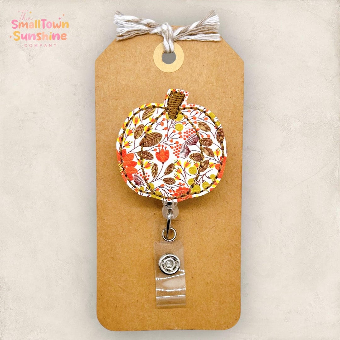 Fall Pumpkin Badge Reel, Autumn Badge, Nurse Badge Clip, Teacher ...