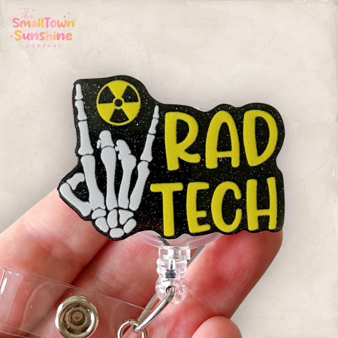 Rad Tech Badge Reel, Radiation Tech Badge, Skellie Badge Clip, Hospital ...