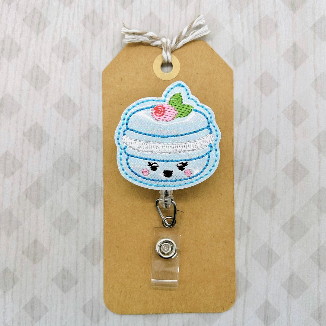 Blue Macaron Badge Reel, Kawaii Macaron Badge Holder, Cookie Badge Reel ...