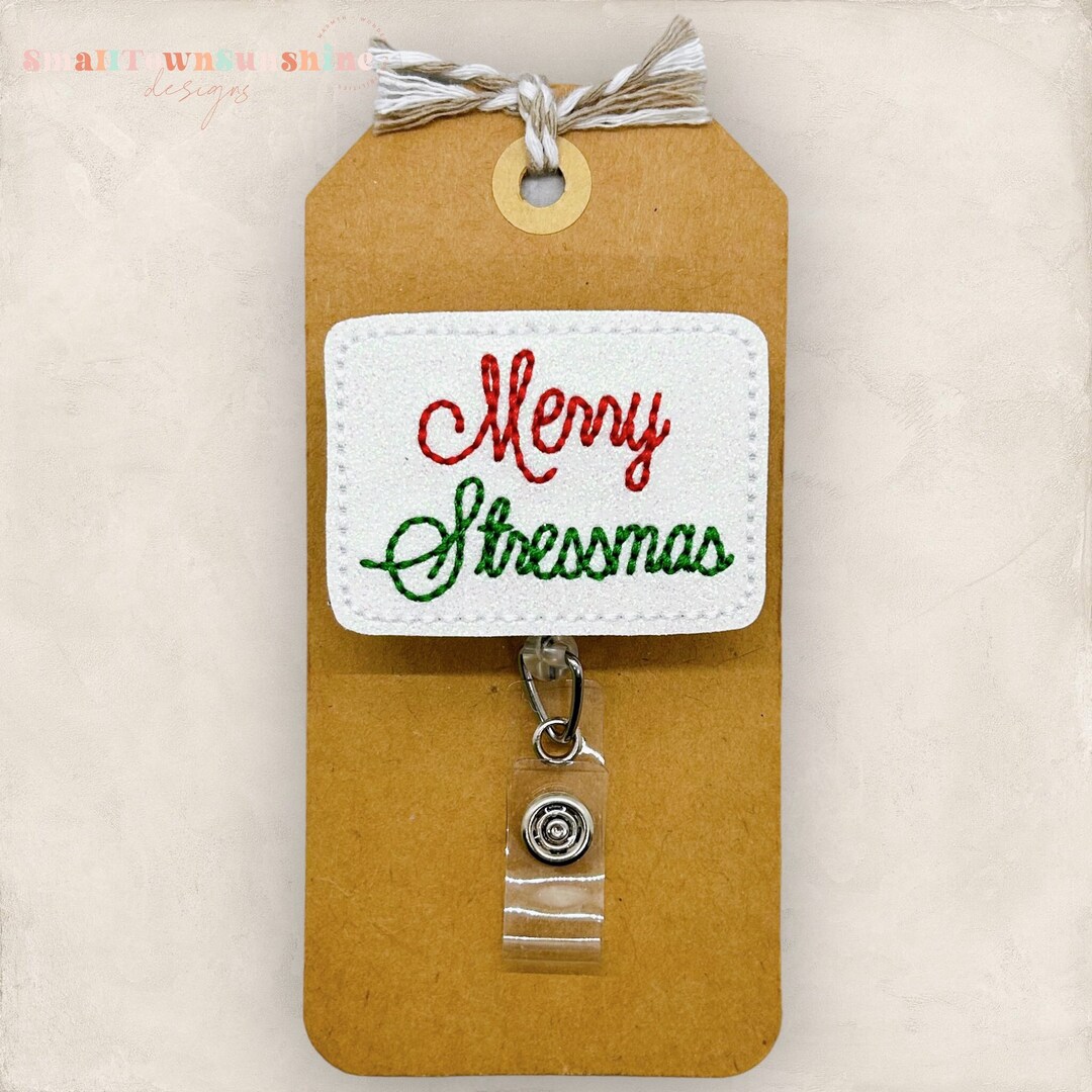 Merry Stressmas Badge Reel, Funny Christmas Badge Reel, Holiday Badge ...