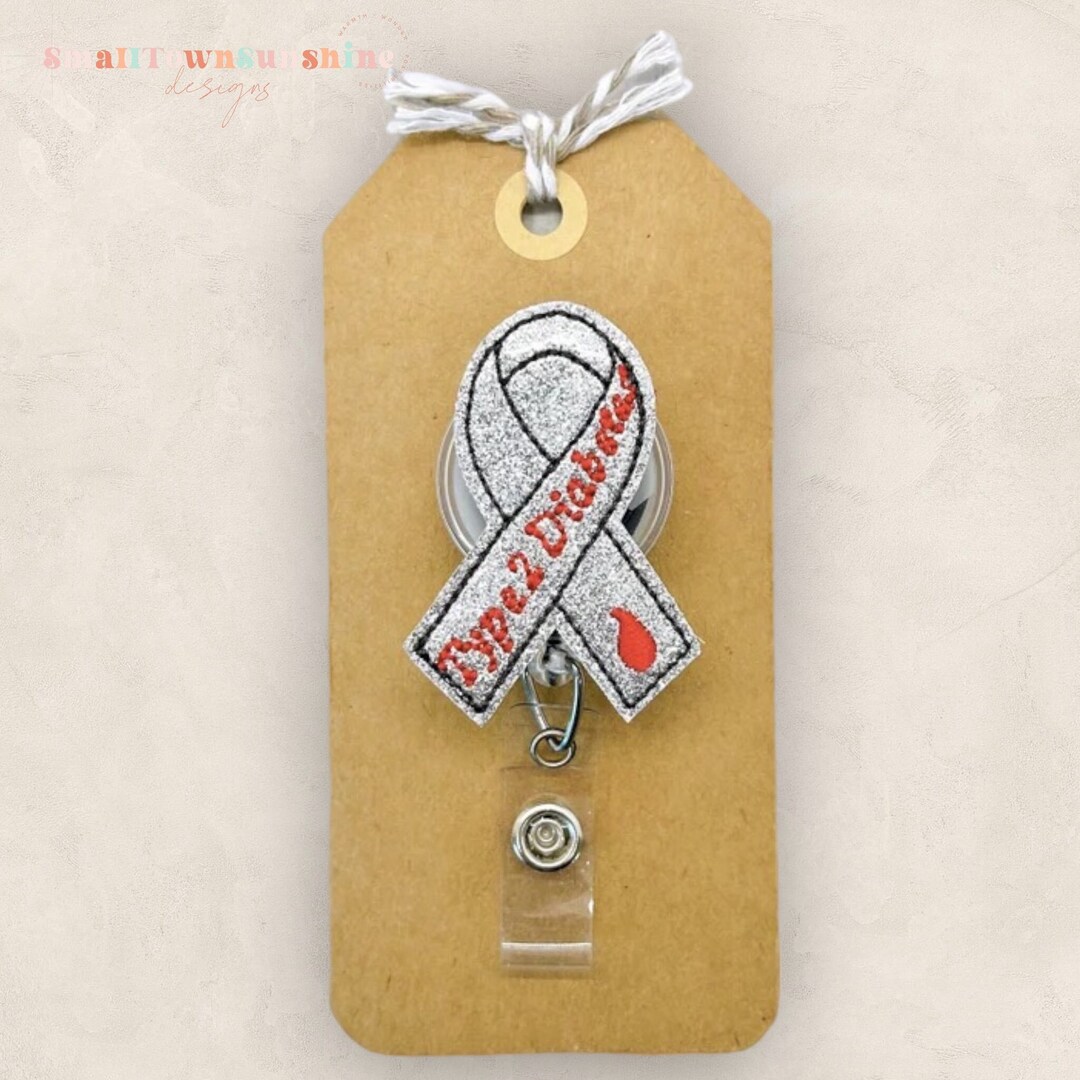 Type 2 Diabetes Badge Reel, Diabetes Badge Reel, Awareness Ribbon ID ...