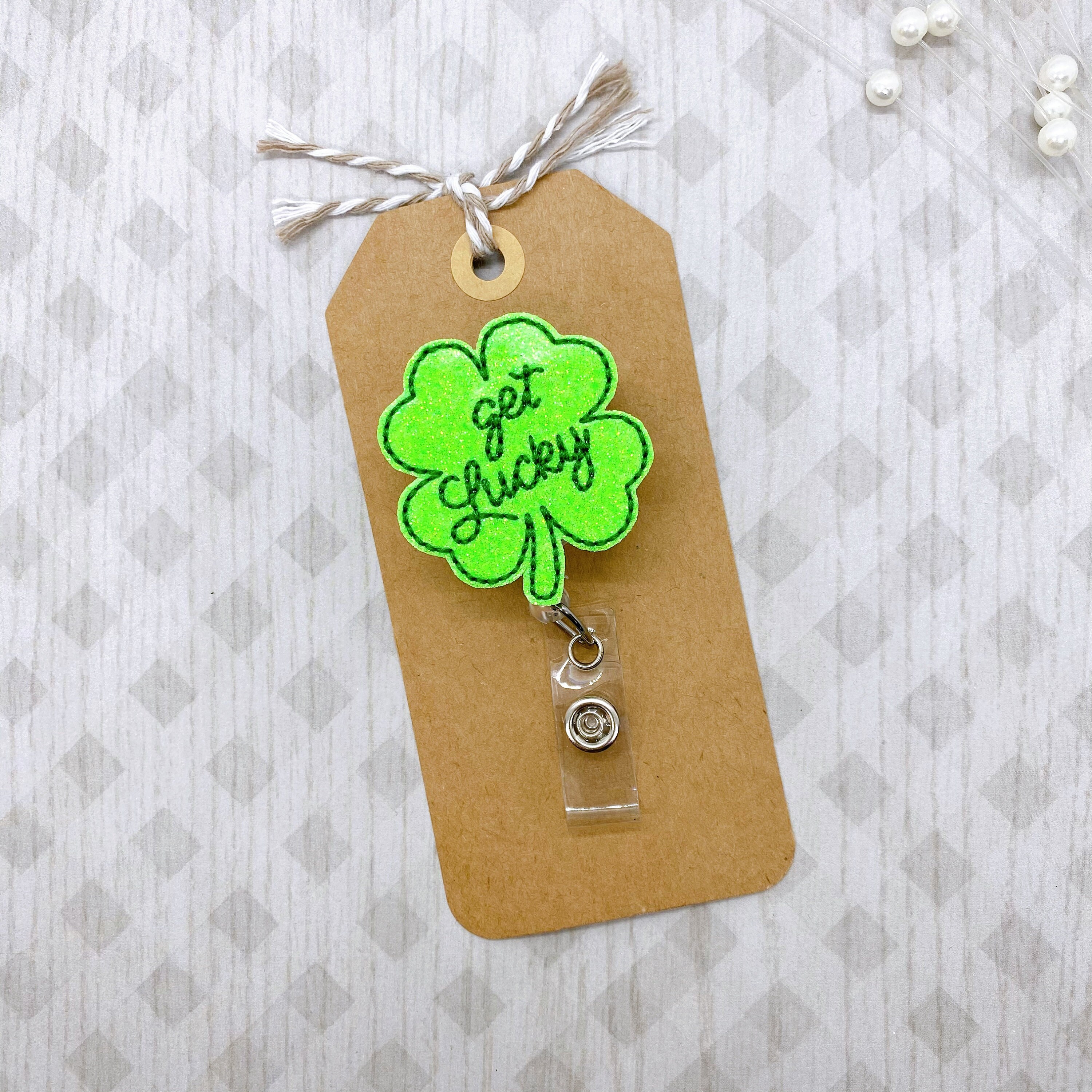 Get Lucky Badge Reel-Shamrock Badge Reel-St Patricks Day | Etsy