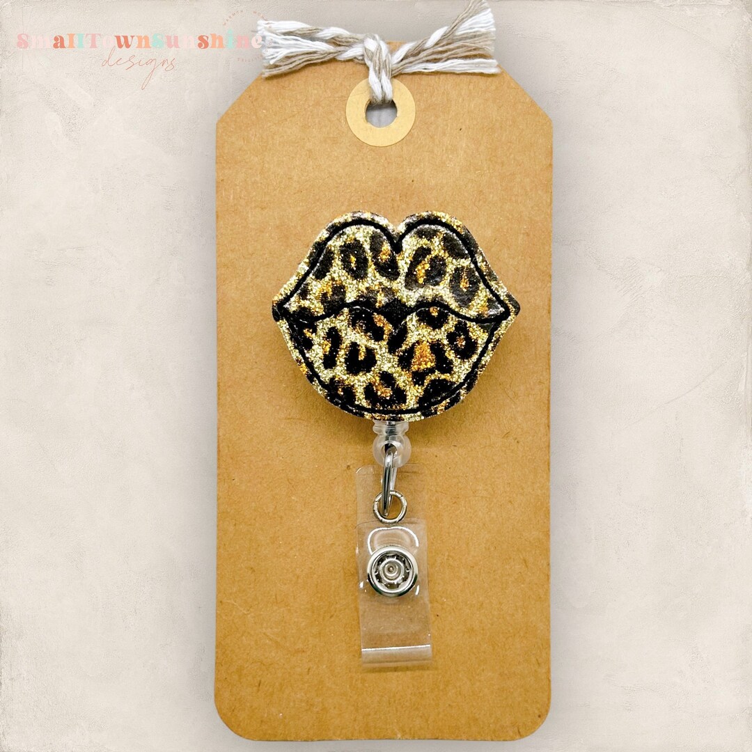 Leopard Lips Badge Reel, Kiss Badge Reel, Valentine Badge Reel, Teacher ...