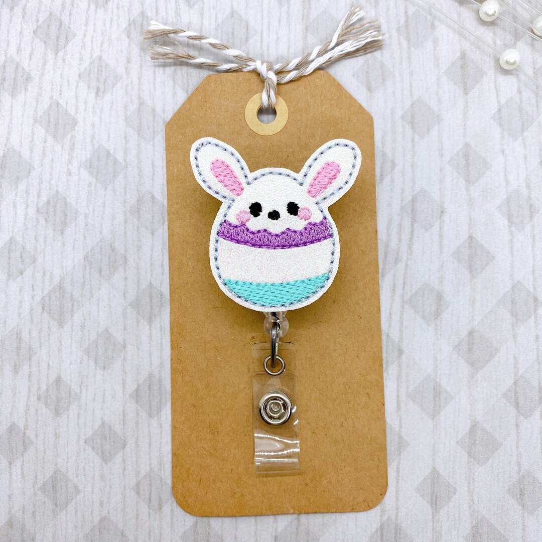 Bunny Egg Badge Reel, Bunny Badge Clip, Easter Badge Holder, Nurses ...