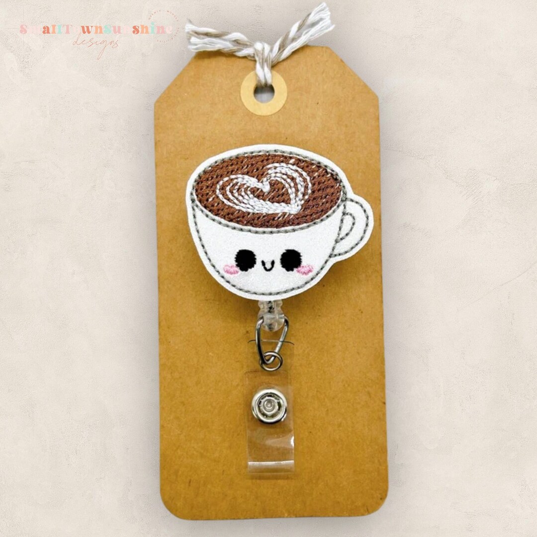 Cappuccino Badge Reel, Cute Coffee Badge Clip, Nurse Badge Reel ...