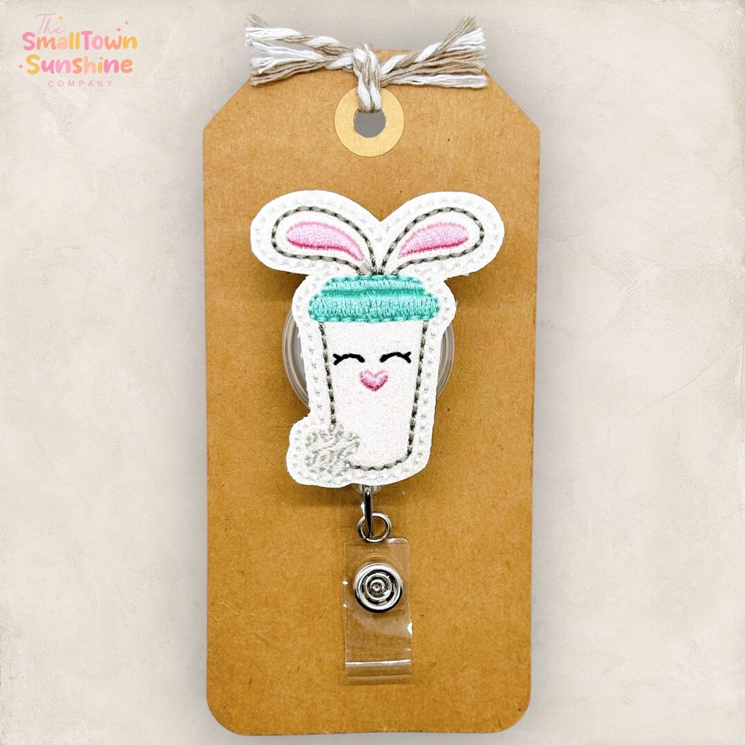 Easter Coffee Badge Reel, Cute Easter Bunny Badge Reel, Nurse Badge ...