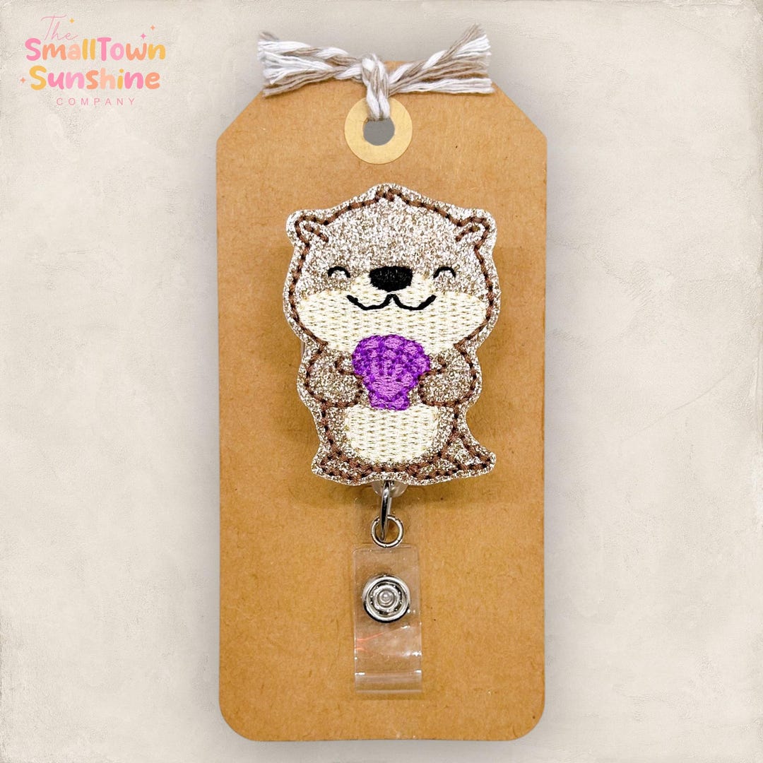 Seashell Otter Retractable Badge Reel, Summer ID Holder, Name Tag ...