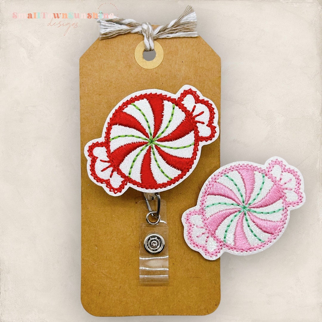 Peppermint Candy Badge Reel, Christmas Badge Reel, Nurse Badge Clip ...