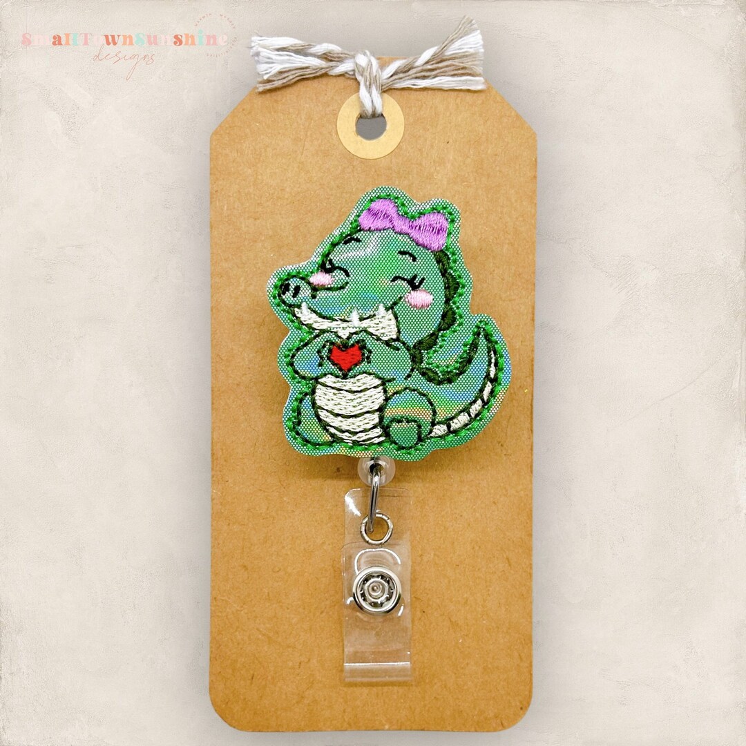 Heart Hands Alligator Badge Reel, Cute Animal Badge Reel, Nurse Badge ...