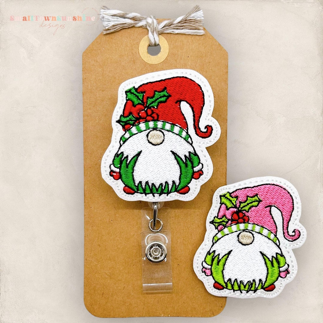 Fancy Christmas Gnome Badge Reel, Elf Gnome Badge Reel, Nurse Badge ...