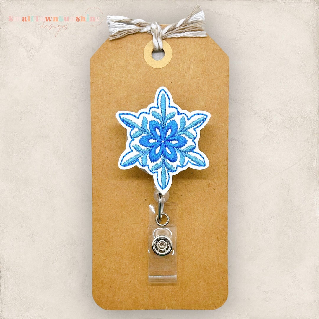 Fancy Snowflake Badge Reel, Winter Badge Clip, Nurse Badge Reel ...