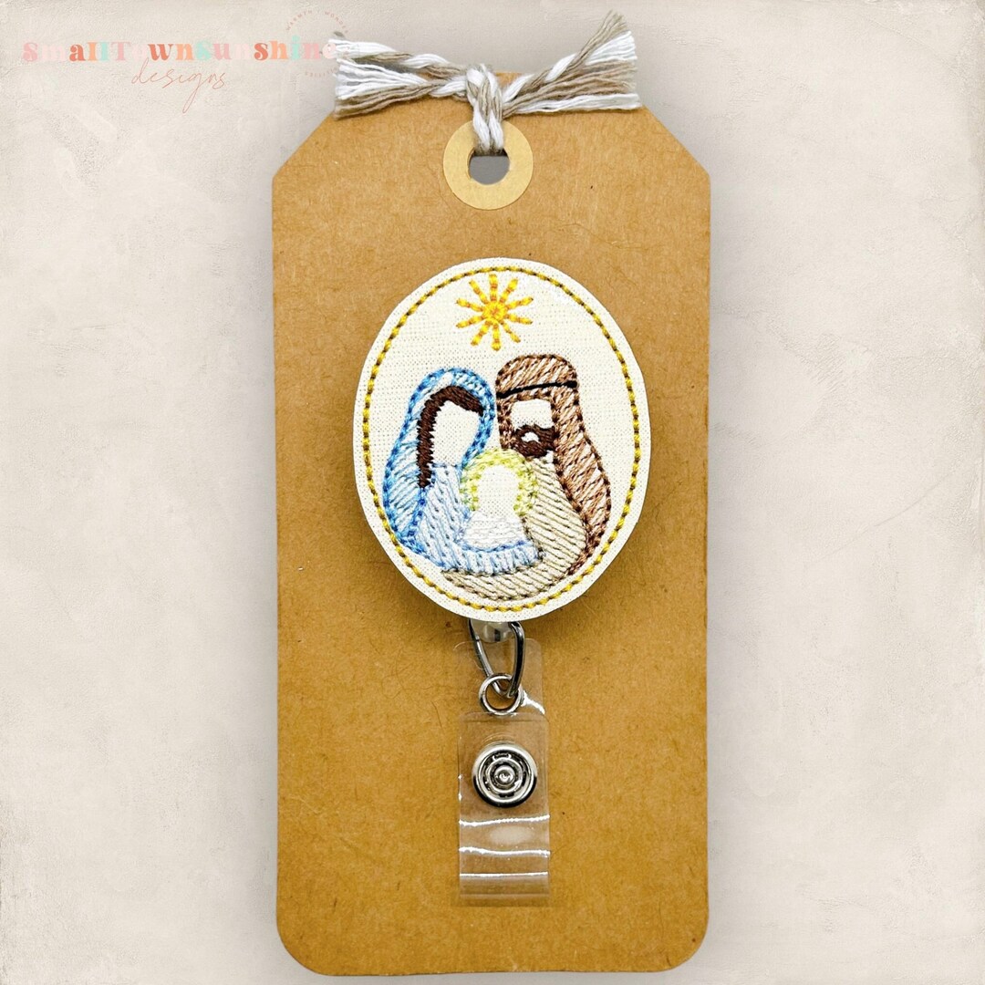 Nativity Portrait Badge Reel, Christmas Badge Clip, Baby Jesus Badge ...