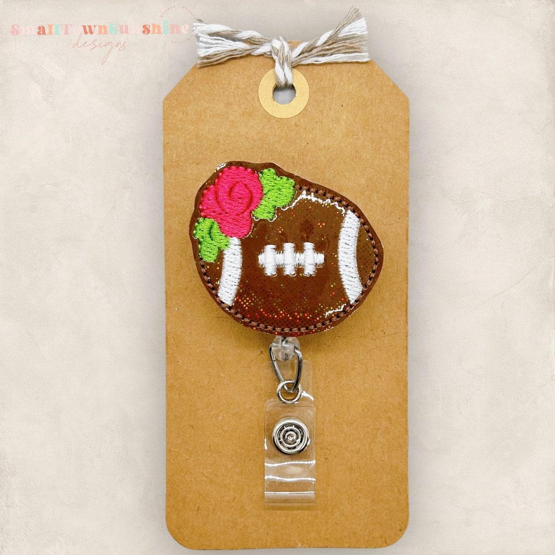 Pretty Football Badge Reel, Football Fan Badge Reel, Football Mom Badge ...