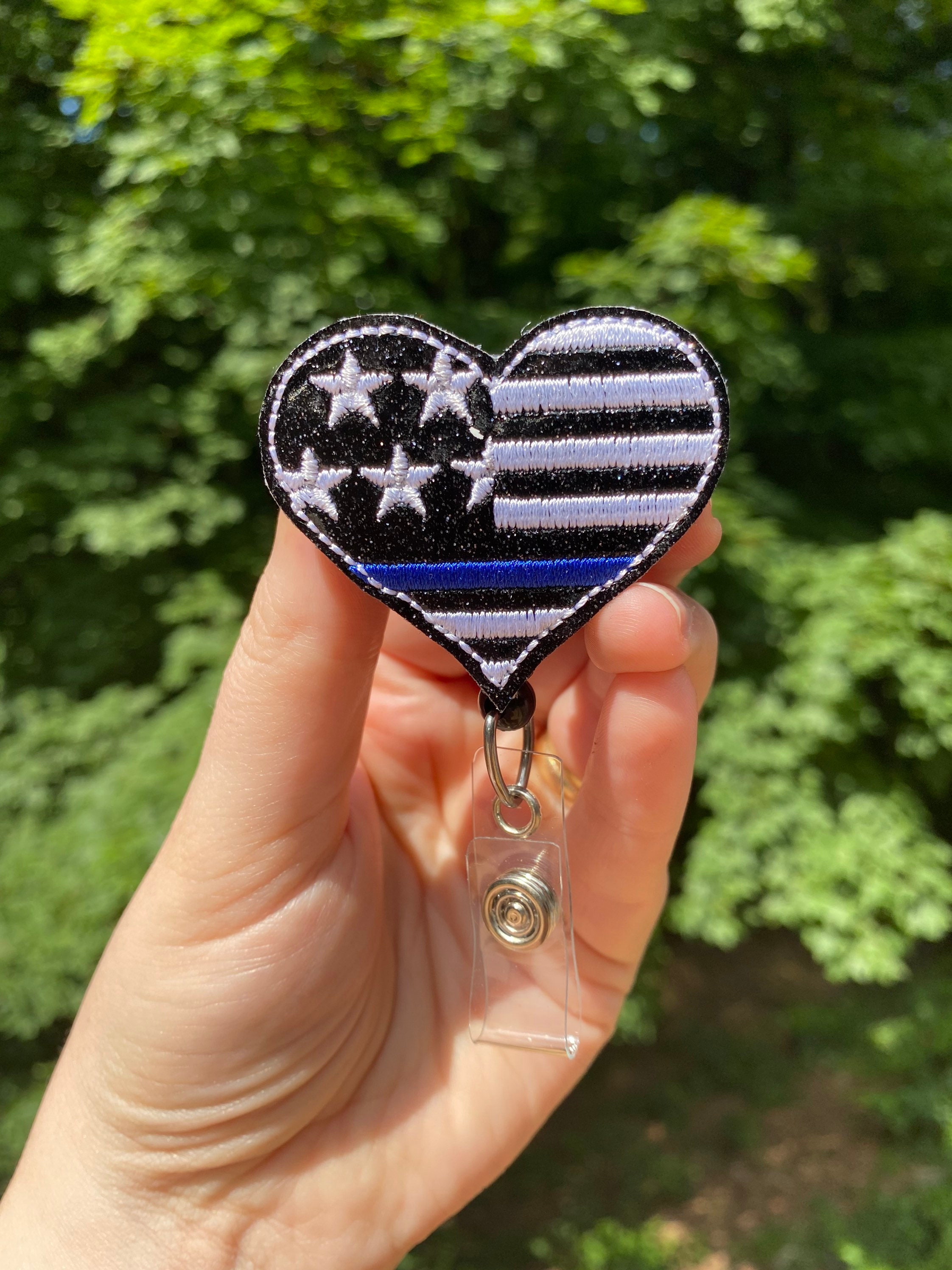 Thin Blue Line Badge Reel Thin Blue Line Badge Holder Police | Etsy