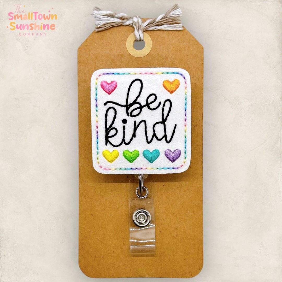 Pastel Be Kind Badge Reel, Nurse Badge Clip, Teacher Lanyard, Coworker ...