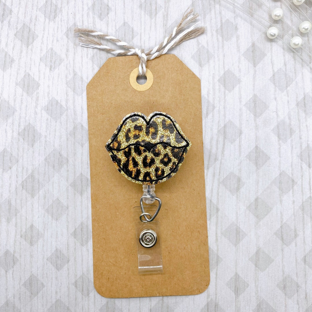 Leopard Lips Badge Reel Lips Badge Reel Valentine Badge - Etsy