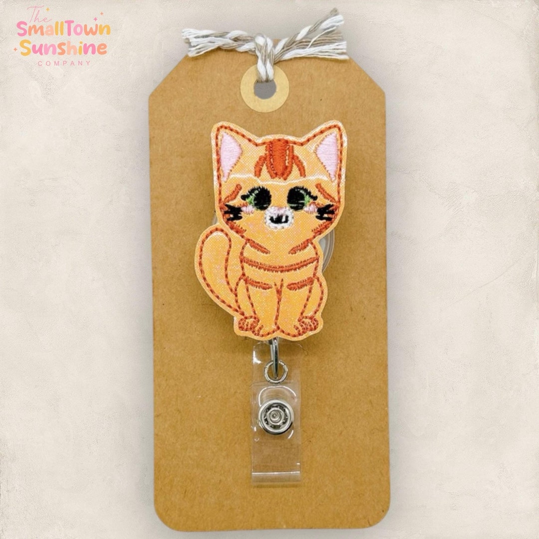 Orange Tabby Cat Badge Reel, Kitty Badge Reel, Nurse Badge Clip ...