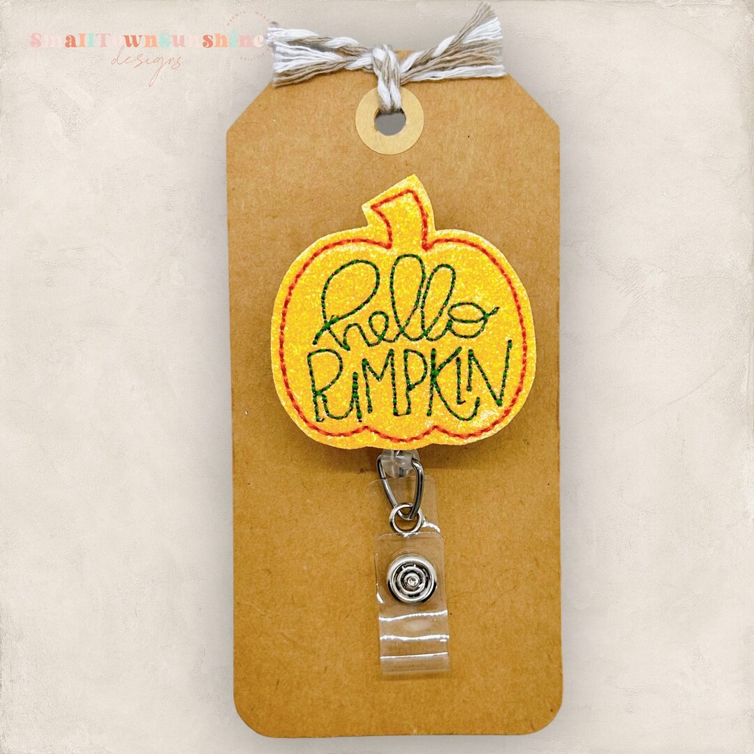 Hello Pumpkin Badge Reel Halloween Badge Reel Fall Badge - Etsy