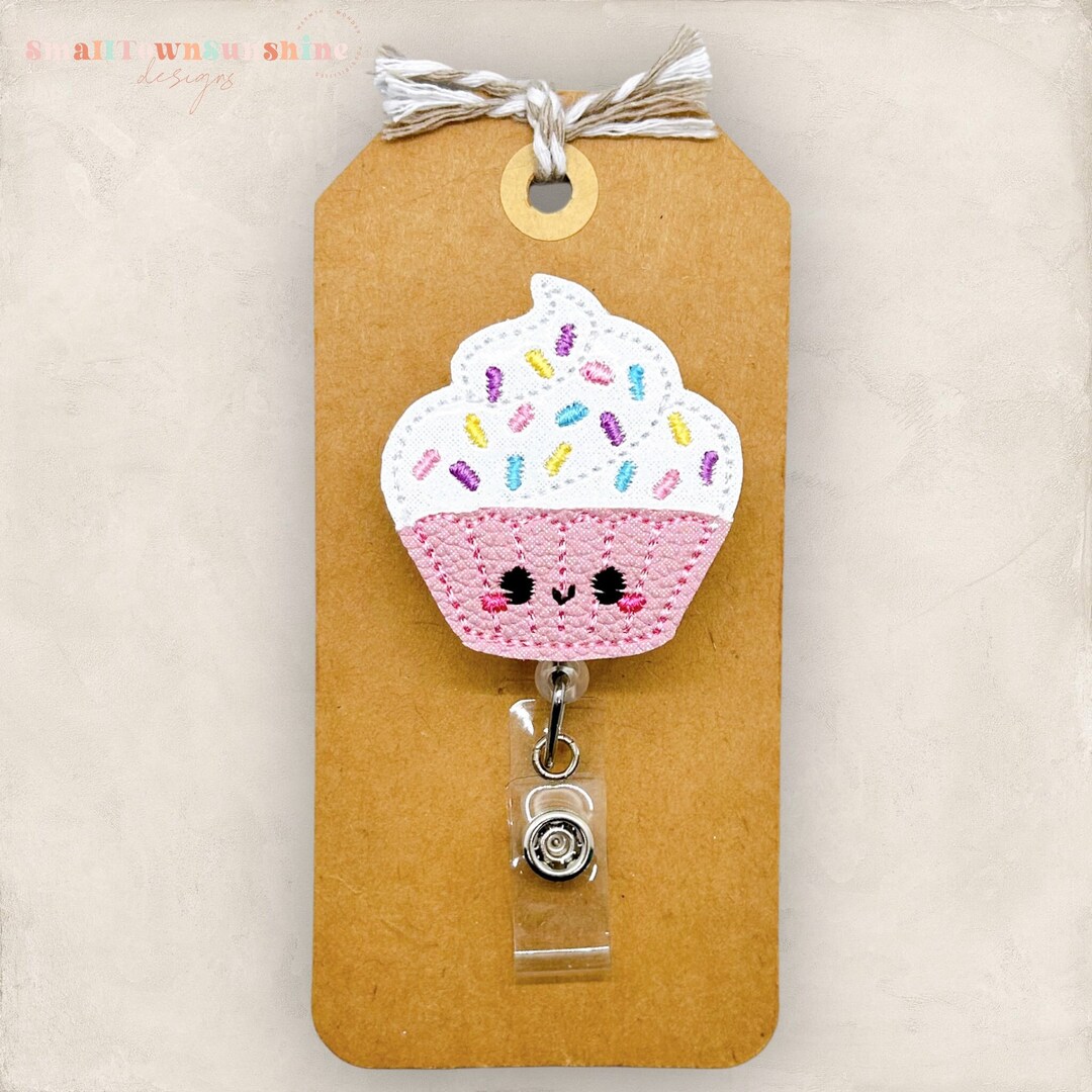 Cupcake With Sprinkles Badge Reel, Birthday Badge Reel, Nurse Badge ...