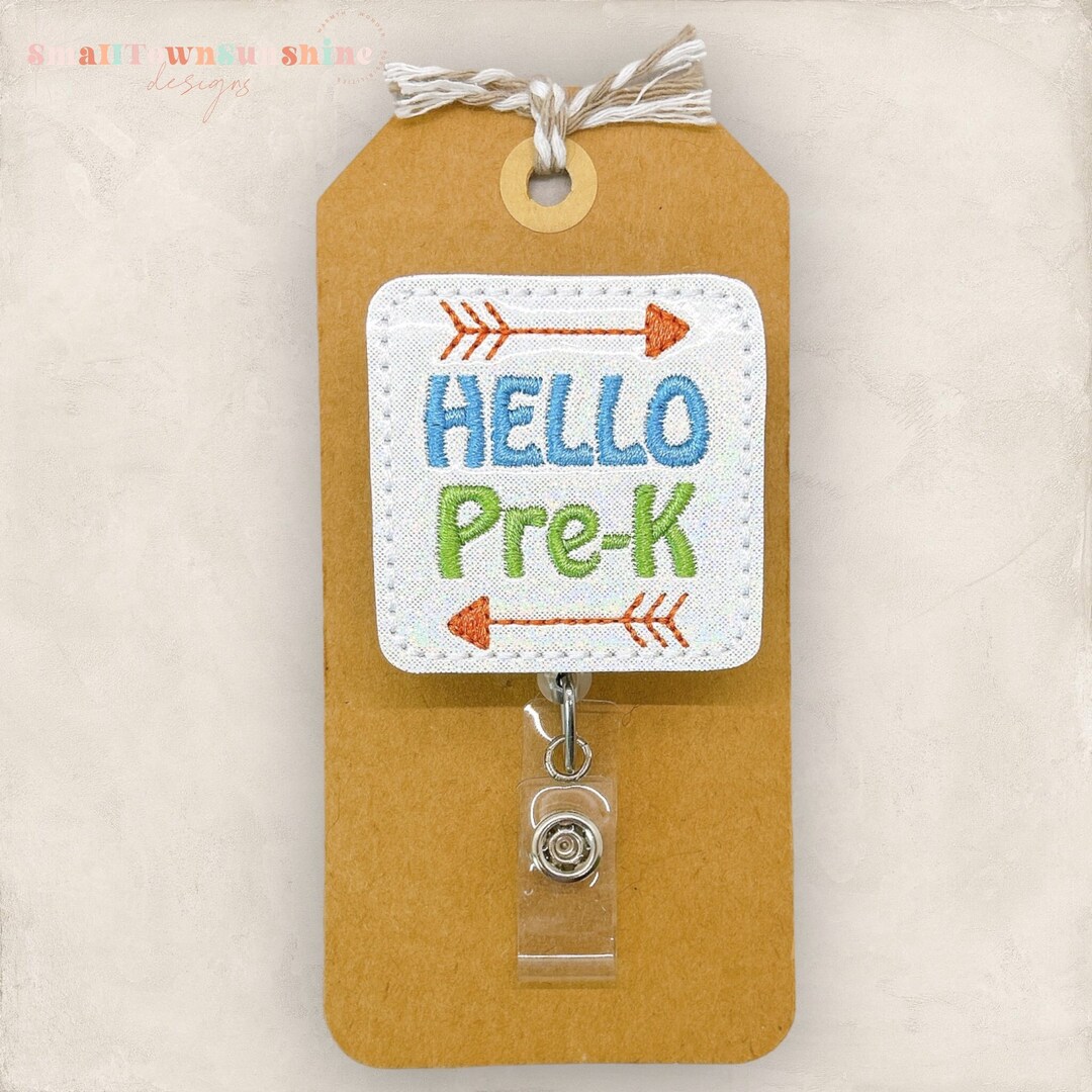 Hello Pre K Badge Reel, Preschool Teacher Badge Reel, Substitute ...