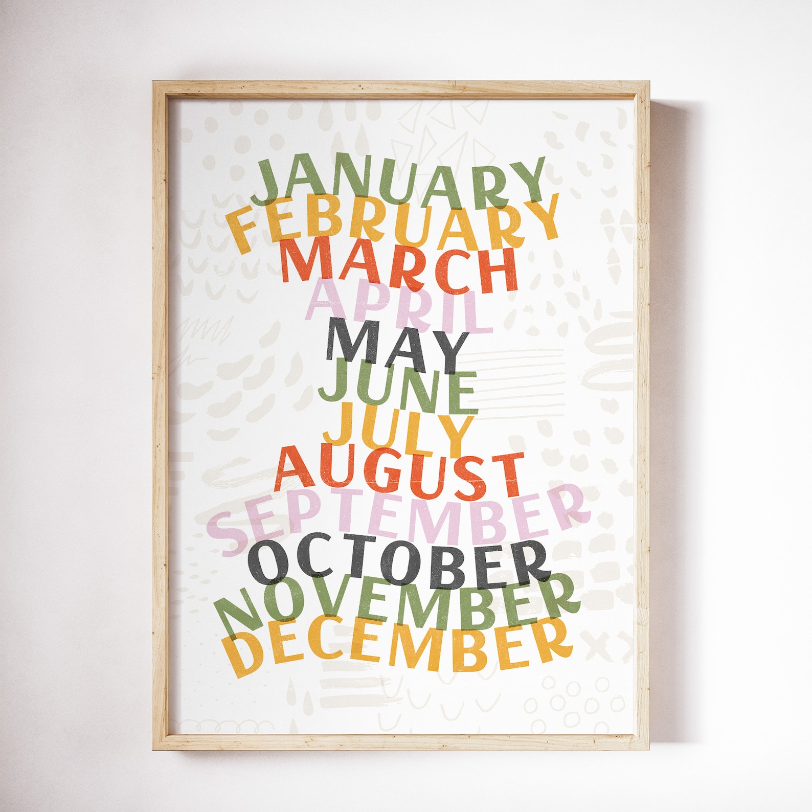 Months of the Year Wall Print, Months Poster, Learning Months Chart ...