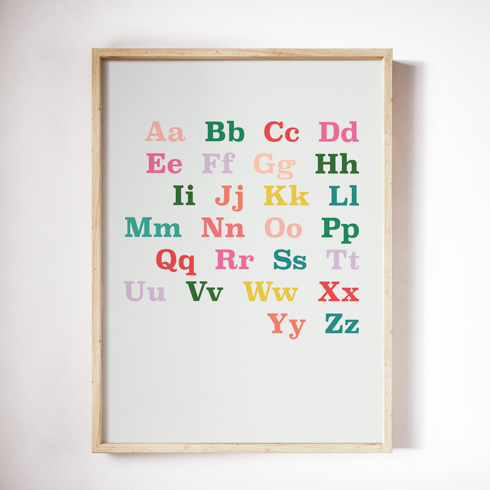 Colorful Alphabet Poster for Nursery, Rainbow ABC Print for Girls Room ...
