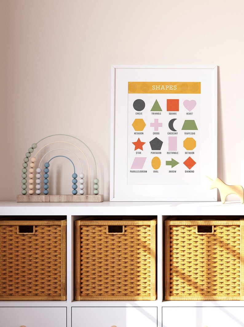 Colorful Shapes Poster Kids Shapes Art Print Learning Shapes | Etsy