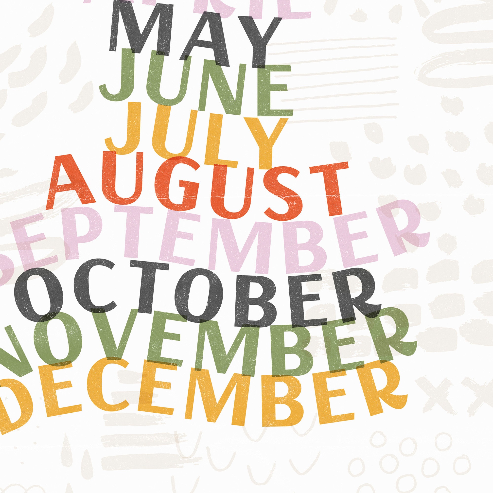Months of the Year Wall Print, Months Poster, Learning Months Chart ...