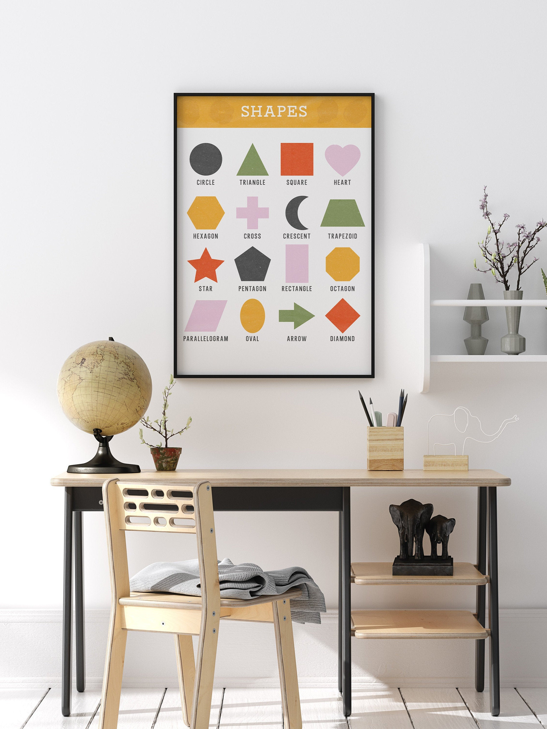 Colorful Shapes Poster, Kids Shapes Art Print, Learning Shapes Chart ...