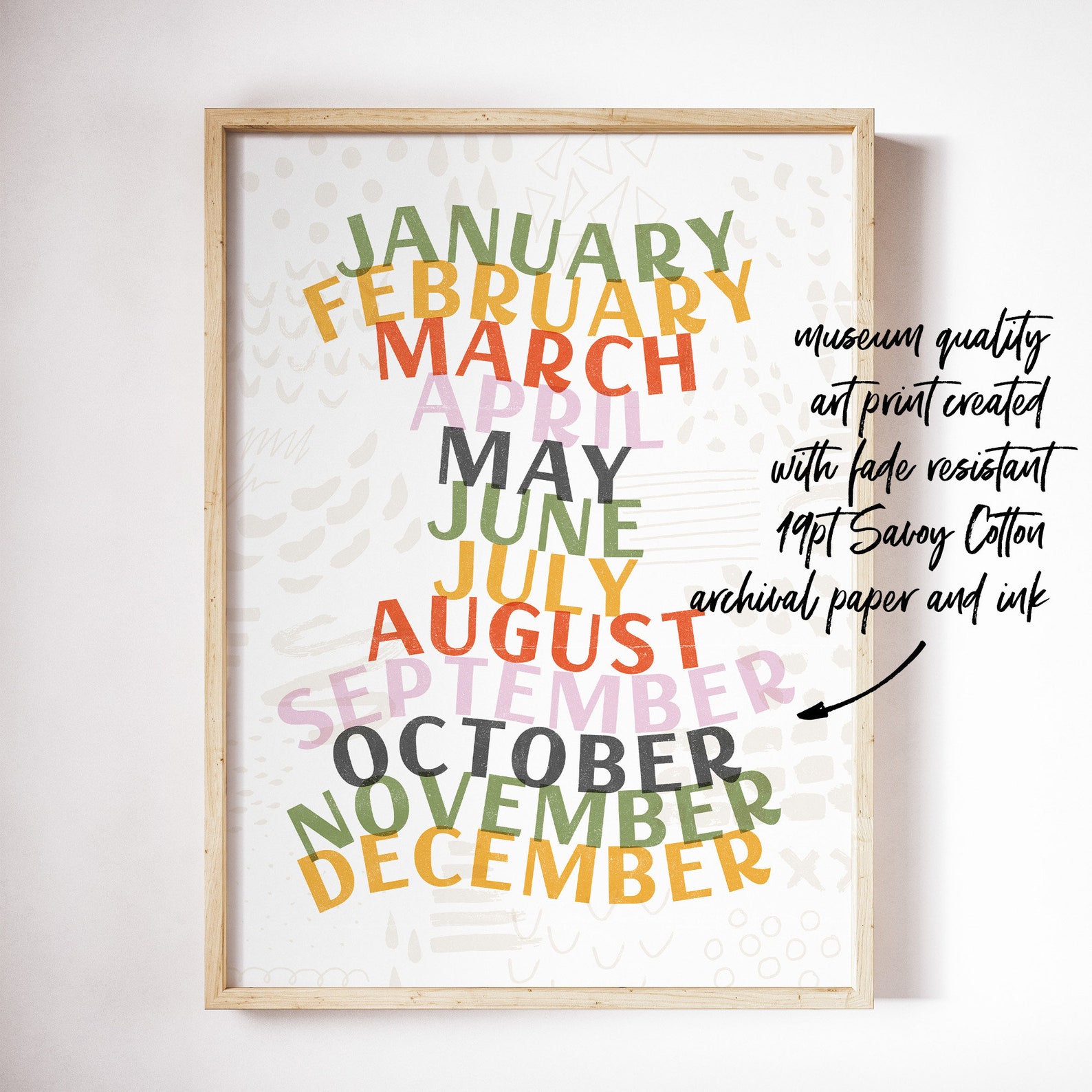 Months of the Year Wall Print, Months Poster, Learning Months Chart ...